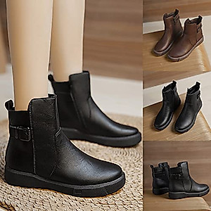 hot pink cowboy boots solid comfortable square heels buckle strap short booties round toe shoes high heel casual suede boots for women garden boot