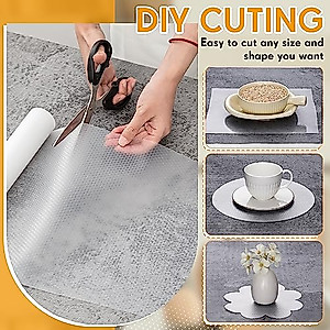 Timgle 8 Rolls Shelf Liner 12 Inch x 10 ft Cabinet Liner Kitchen Drawer Mat Non Slip EVA Plastic Drawer Liner Non Adhesive Washable Waterproof Fridge Liner for Refrigerator, Freezer, Pantry (Clear)