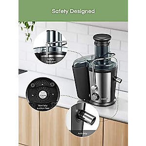Juicer Machines Vegetable and Fruit, 800W Powerful Juilist Centrifugal Juicer Machines Easy to Clean with Brush, Dual Speeds Juice Extractor Machine with Large 3'' Feed Chute & Anti-Drip