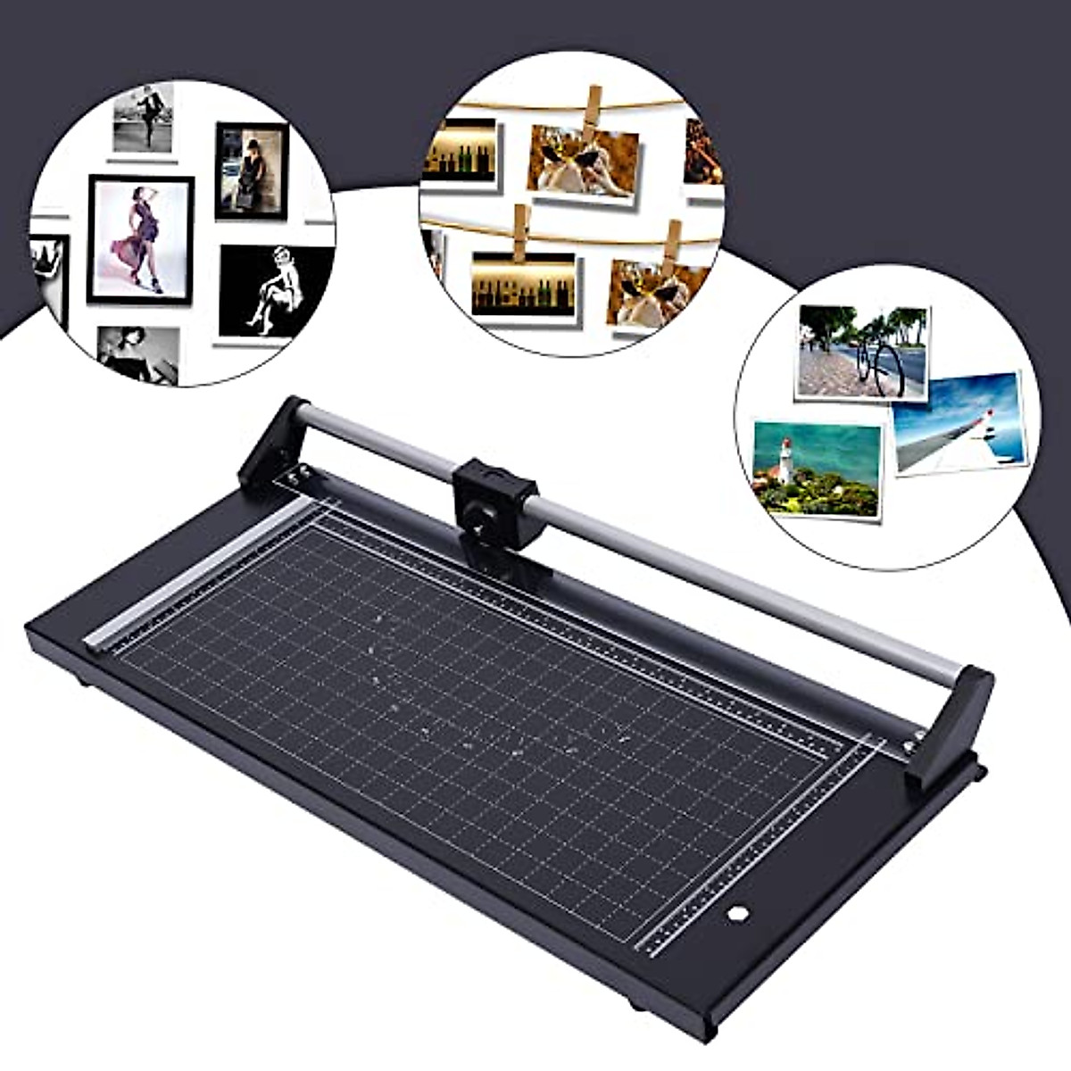 24 Inch Commercial Manual Precision Rotary Paper Trimmer Cutter,Heavy Duty,Smart Cut for Photo Paper, Film, Art Paper Jam, Office Paper, Thin Plastic Soft Board, PVC,Cutting Table 80x31.5cm