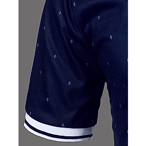 Floerns Men's All Over Print Golf Shirt Short Sleeve Collar Neck Polo Shirt Navy Blue S