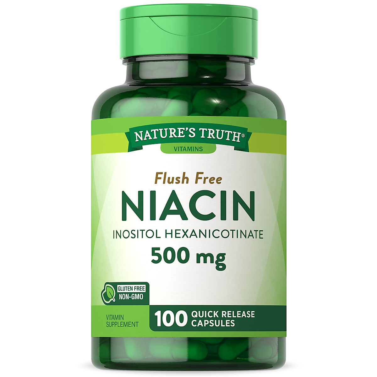 Nature's Truth Flush Free Niacin | 500mg | 100 Capsules | Non-GMO & Gluten Free Supplement