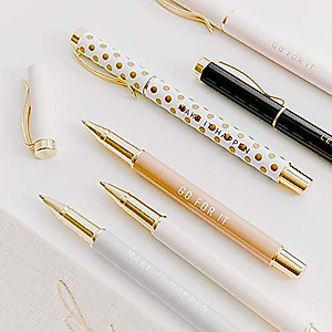 Sweet Water Decor Metal Inspirational Pen Set Inspirational Motivational Quotes Ballpoint Pen Chic Office Decor Gifts for Women Desk Supplies Accessories Gold Cute Pen Sets School Girly Cubicle Bosses