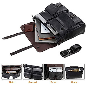 Leather Messenger Bag for Men, 15.6 Inch Vintage Laptop Bag Briefcase Satchel