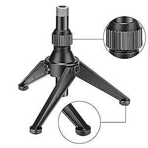 Neewer Foldable Iron Mini Desktop Microphone Tripod Stand, Adjustable Height 4.9-7.5 inches/12.5-19 centimeters for Lectures, Podcasts, Online Chat, Meeting, Screencasts and More (NW-050)