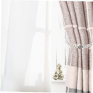 Homoyoyo 1pc Curtain Tie White Tie Plastic Stand Drape Tiebacks White Cotton Curtains Curtain Holdbacks Window Curtains Curtain Buckle Magnet Abs Pearls Magnetic Stand Magnetic Force