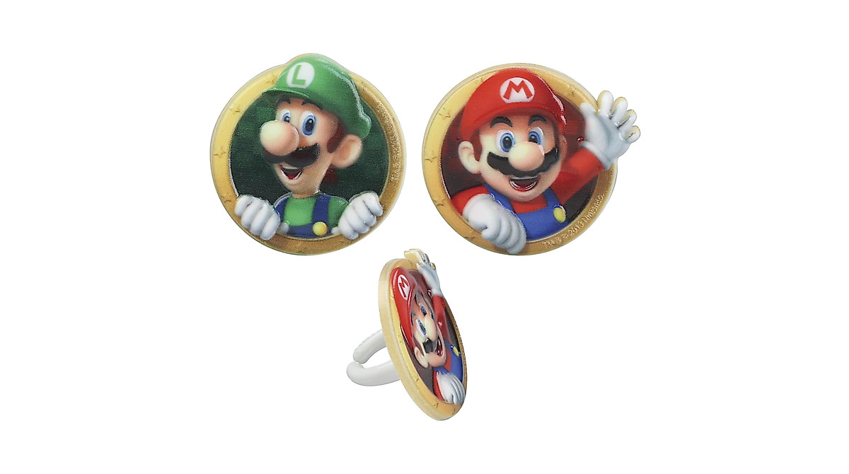 DecoPac Super Mario Cupcake Rings - 24 Cake Toppers