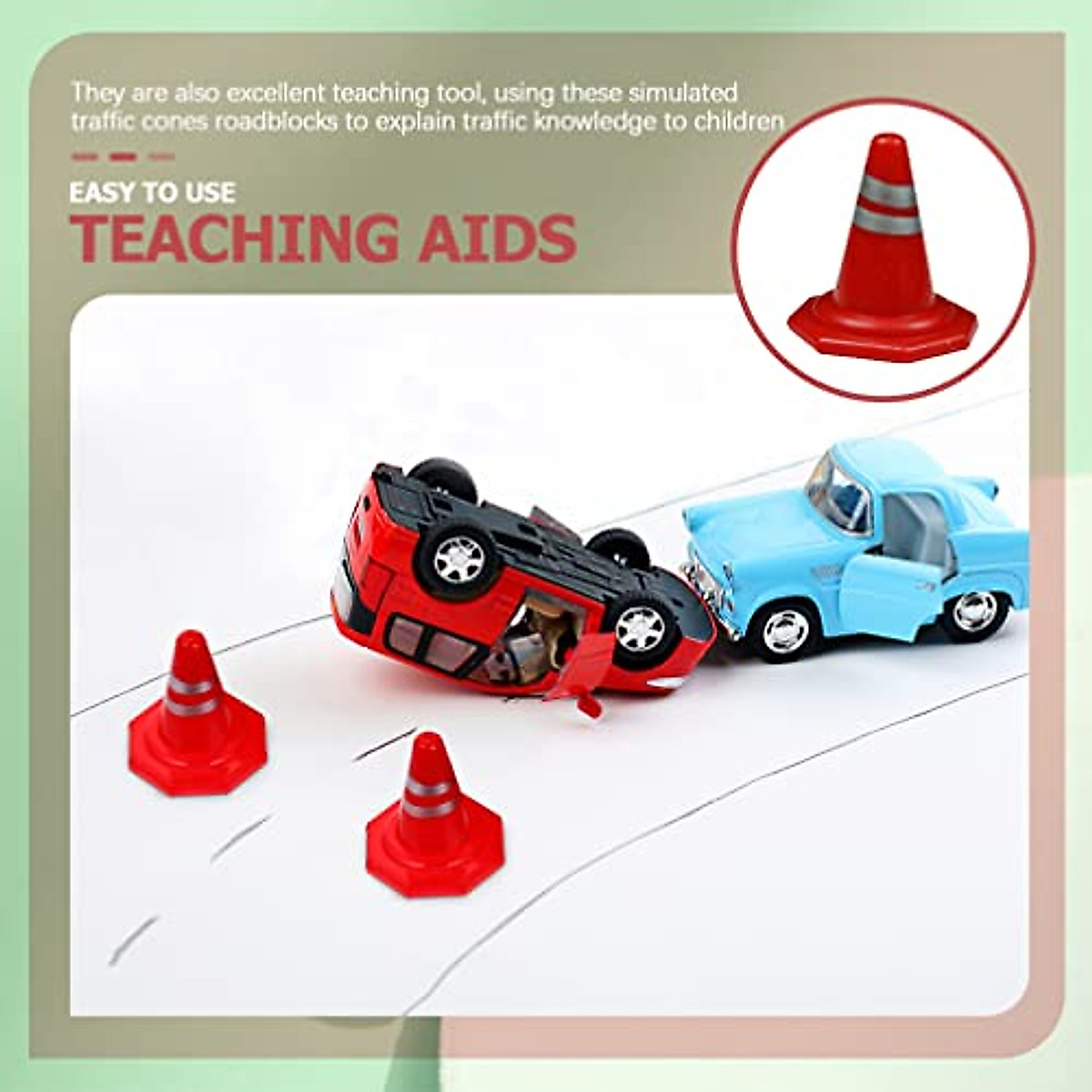 iplusmile Kids Toys 15pcs Mini Traffic Cones Miniature Traffic Road Cones Pretend Play Toys Roadblocks Model Simulation Traffic Signs Construction Road Parking Cone for Sand Table Red Miniature Toys