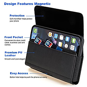 PU Leather Phone Holster Pouch For Samsung Galaxy S23 Plus S22+ S21 FE S20 FE S10+, A54 A53 A52 A34 A33, Note 10+, iPhone 14 Plus 14 13 12 11 Pro Max，Moto E G Fast OnePlus N20 Belt Clip Case Holder(L)