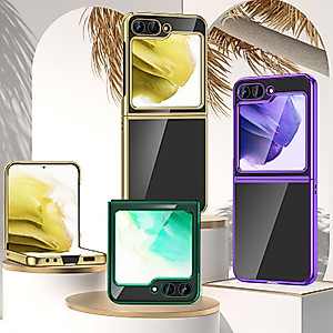 MILPROX Compatible for Galaxy Z Flip 5 Case (2023), Slim Hard Cover Luxury Electroplated Edge, Ultra Thin Shockproof Bumper Folding Gel Shell Protector for Samsung Galaxy Z Flip 5 Case-Purple