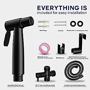 Handheld Bidet Sprayer for Toilet, FES Stainless Steel Adjustable Pressure Control Bidet Faucet Diaper Sprayer Set with Hose Attachment Easy Install for Kitchen and Toilet Cleaning
