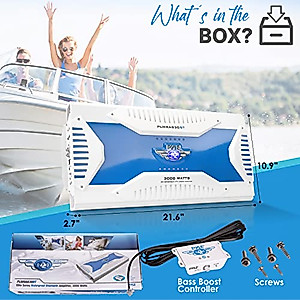 Pyle Hydra Marine Amplifier - Upgraded Elite Series 3000 Watt 8 Channel Bridgeable Amp Tri-Mode Configurable, Waterproof, MOSFET Power Supply, GAIN Level Controls and RCA Stereo Input (PLMRA830BT)