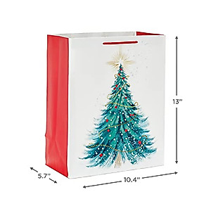 Hallmark 13" Large Christmas Gift Bag Set (3 Bags: Traditional Santa, Red and Green Plaid, Christmas Tree) for Friends, Family, Teachers, Coworkers