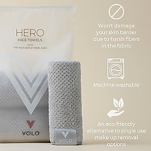 VOLO Hero Salt White Face Towel | Reusable Facial Wash Cloths | Makeup Remover & Post Shower Washcloths | Ultra Soft, Absorbent, Gentle, Fast Drying Nanoweave Fabric Face Towels | Microfiber 3PK
