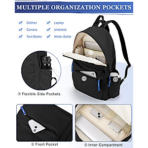 School Backpack for Teen Girls,Simple School Book Bag Waterproof High School Backpack for Boy Middle Student Bookbag College Backpack for Women Men Casual Daypack Travel Aesthetic Backpacks Black