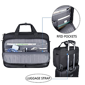 KROSER Rolling Laptop Bag Premium Rolling Briefcase Fits Up to 17.3 Inch Laptop Water-Repellent Overnight Rolling Computer Bag with RFID Pockets for Travel/Business/Men/Women-Black