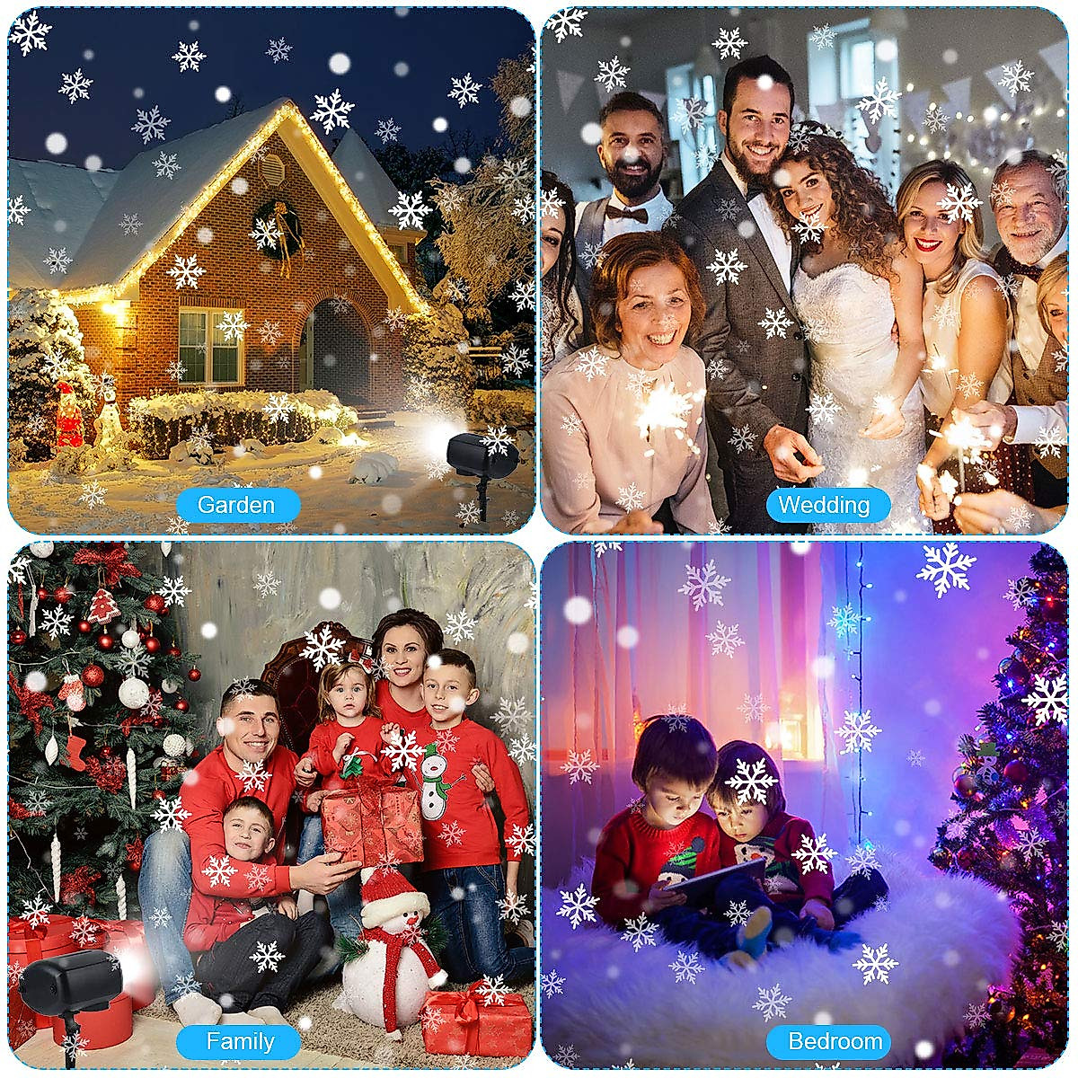 Snowflake Projector Lights Outdoor with Remote Control, Christmas Snowflake Projector Lights, IP65 Waterproof Snowfall Landscape Light Christmas Projector Gift for Holiday Friend Garden