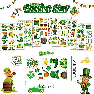 St Patricks Day Accessories Temporary Tattoos 10 Sheets,Saint Patricks Day Accessories Green Shamrock Irish Waterproof Clover Tattoo Stickers for Women Men,St Patricks Day Decor Party Favor Supplies