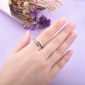 JXJL Silver Adjustable Ring Inspirational Jewelry S925 Sterling Wrap Open Ring for Women(Grandma&Granddaughter)