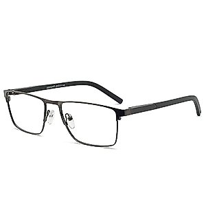 OCCI CHIARI Mens Rectangle Full-Rim Metal Black Non-prescription Clear Optical Glasses 54mm (A -Brown)