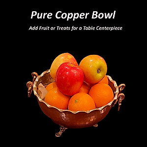 Angel's Peel Lounge Copper Bowl- 100% Pure Copper Your Kitchenware -Add Fruit or Treats for a Table Centerpiece- Ideal for Home Decor, Wedding, Party, Event (1.13 lb)