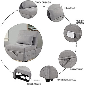 BINGTOO Sleeper Sofa Chair Bed 4 in 1 Convertible Chair Multi-Function Folding Ottoman Sleeper, Pull Out Sleeper Chair Bed- Modern Convertible Chair Bed Pull Out Sleeper Couch Bed for Living Room