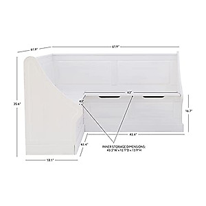 Linon Harris White Corner Breakfast Nook - Nook Only, Table is NOT included!
