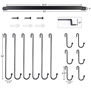 Coffee Cup Holder Wall Mounted - Coffee Cup Rack Mug Hooks (23” / 12 Hooks) in Kitchen Counter or Coffee Bar Station for Mug Display, Storage or Collections, Kitchen Utensils Hanger - Easy to Install