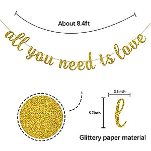 INNORU Glitter Gold All You Need is Love Banner - Engagement, Wedding Anniversary Party Bunting Decoration Photo Props