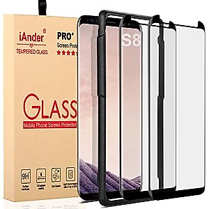 iAnder [2-PACK] Galaxy S8 Screen Protector Glass [Easy Installation Tray], 3D Curved [Tempered Glass] Screen Protector for Galaxy S8 [Case Friendly]