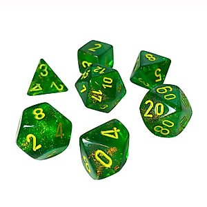 Chessex Borealis Maple Green/Yellow Polyhedral 7-Die Set