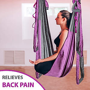 YOGA SWING PRO Premium Aerial Hammock Anti gravity Yoga Swing Kit - Acrobat Flying Sling Set for Indoor and Outdoor Inversion Therapy