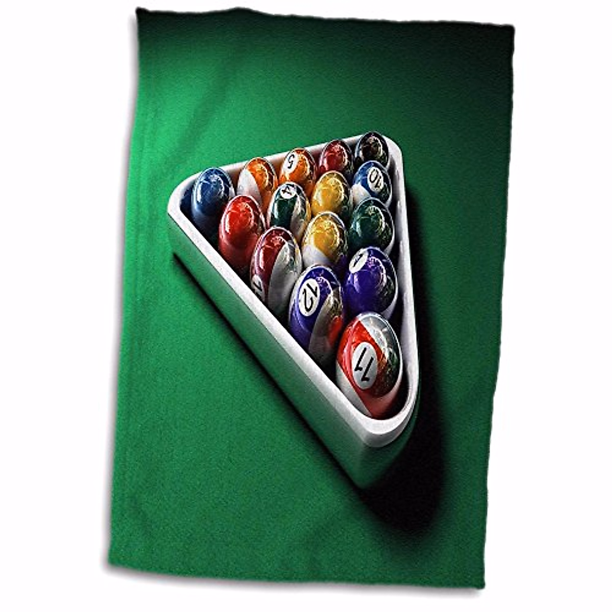 3D Rose Image of Ballard Balls On Pool Table Hand Towel, 15" x 22", Multicolor