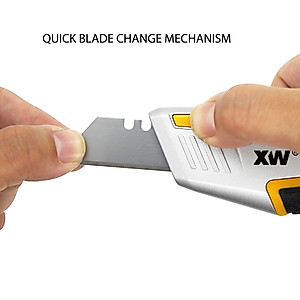 XW Auto Loading Utility Knife, 3-Position Retractable Box Cutter with 5 Pre-loaded Blades, Bonus 10 Blades Included
