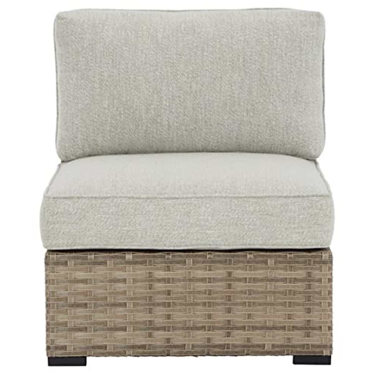 Signature Design by Ashley Outdoor Calworth Resin Wicker Patio Armless Chair, 2 Count, Beige