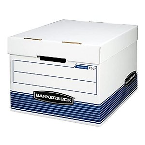 Bankers Box 0076315 STOR/FILE Medium-Duty Storage Boxes, FastFold, Lift-Off Lid, Letter/Legal, Pack of 20