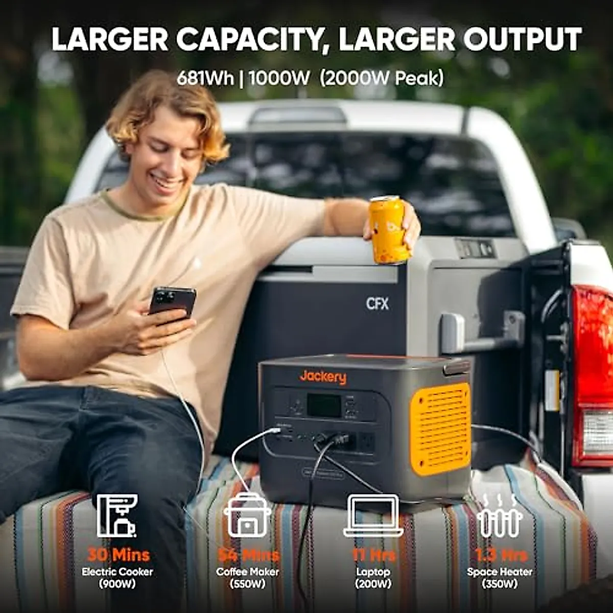 Jackery Explorer 700 Plus Portable Power Station + SolarSaga 100W Solar Panel, 681Wh 1000W (2000W Peak) Solar Generator Lithium LiFePO4 Battery Backup with BMS Protections for Outdoors, Camping
