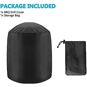 Kettle BBQ Grill Cover, Linkstyle Round Barbecue Grill Covers for Weber Charcoal Kettle, Heavy Duty Waterproof Smoker Cover Dome Gas Outdoor Grill Cover for Char-Broil, 24" D x 28.5" H, Black