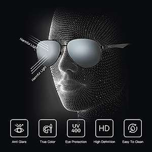 ZENOTTIC Polarized Aviator Sunglasses for Men Carbon Fiber Temple Pilot Sun Glasses with Mirrored Lens UV Protection