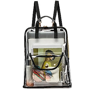KUI WAN Clear Bag, Clear Backpack Stadium Approved Heavy Duty PVC Transparent Backpack for Concert Sport Events Work