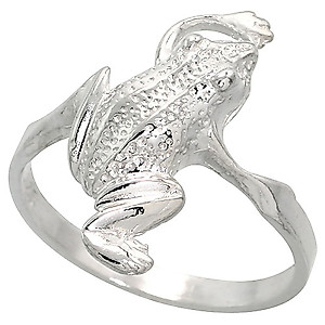 Sterling Silver Frog Ring Polished finish 3/4 inch wide, size 9