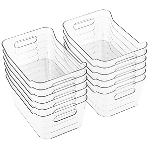 Tiawudi 12 Pack Plastic Storage Bins, Multi-Use Organizer Bins, Pantry Organizer, Clear Storage Containers, Bins for Home & Kitchen