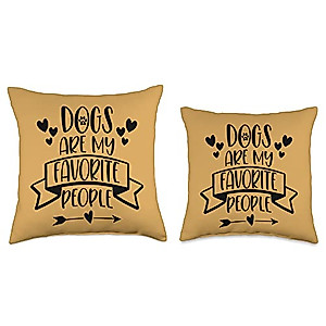 Dog Lover Favorite People Funny Heart Love Dogs are My Favorite People Throw Pillow, 18x18, Multicolor