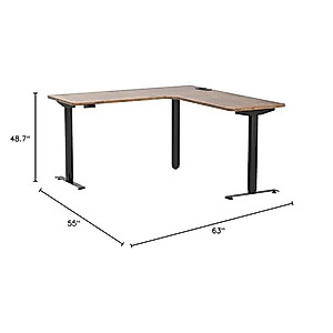 Marsail Corner Stand Up Desk Adjustable Height with 4-in 1 Electical Outlet, L Shaped Electric Standing Desk with Headphone Hook, Stand up Desk for Home Office Sturdy Writing Workstation Rustic