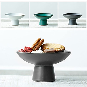DOITOOL Ceramic Serving Dish Ceramic Footed Bowl Dish: Round Dessert Cup Decorative Serving Tray Plate Pastry Platter for Fruit Dessert Wedding Birthday Party Fruit Serving Platter