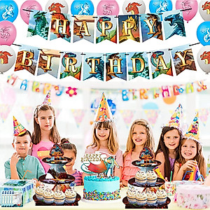 Wings of Fire Cupcake Stand, 3-Tier Dessert Stand Wings of Fire Party Decorations, Dragon Themed Birthday Party Supplies for Kids Boys Girls Baby Shower