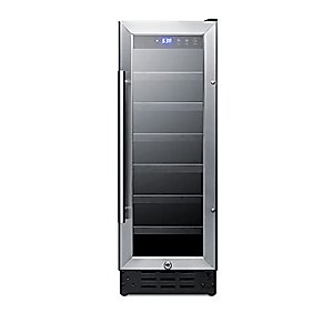 Summit Appliance SWC1224B Commercially Approved 12" Wide Built-in Undercounter Wine Cellar Designed for the Display and Refrigeration of Beverages with Digital Thermostat and LED Lighting
