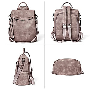 Telena Backpack Purse for Women PU Leather Anti Theft Large Ladies Fashion College Shoulder Bag with Women Wallets