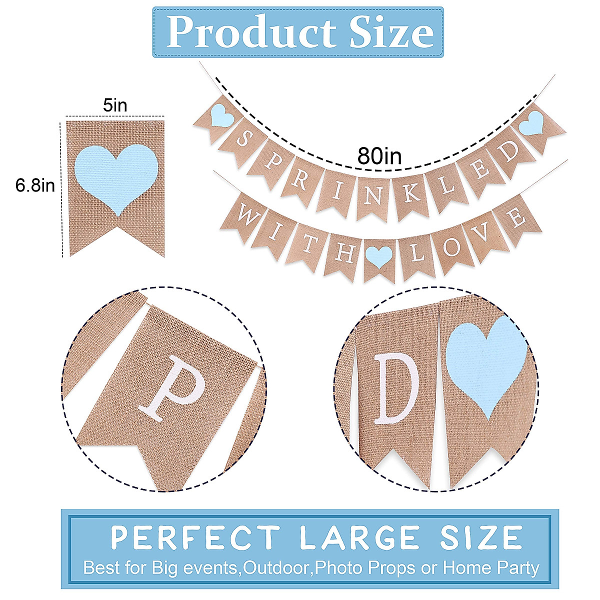 Sprinkled with Love Banner - Rustic Burlap Baby Shower Banner, Sprinkled with Love Baby Shower Decorations, Baby Birthday Banner, Party Photo Backdrop, Photo Decoration Props