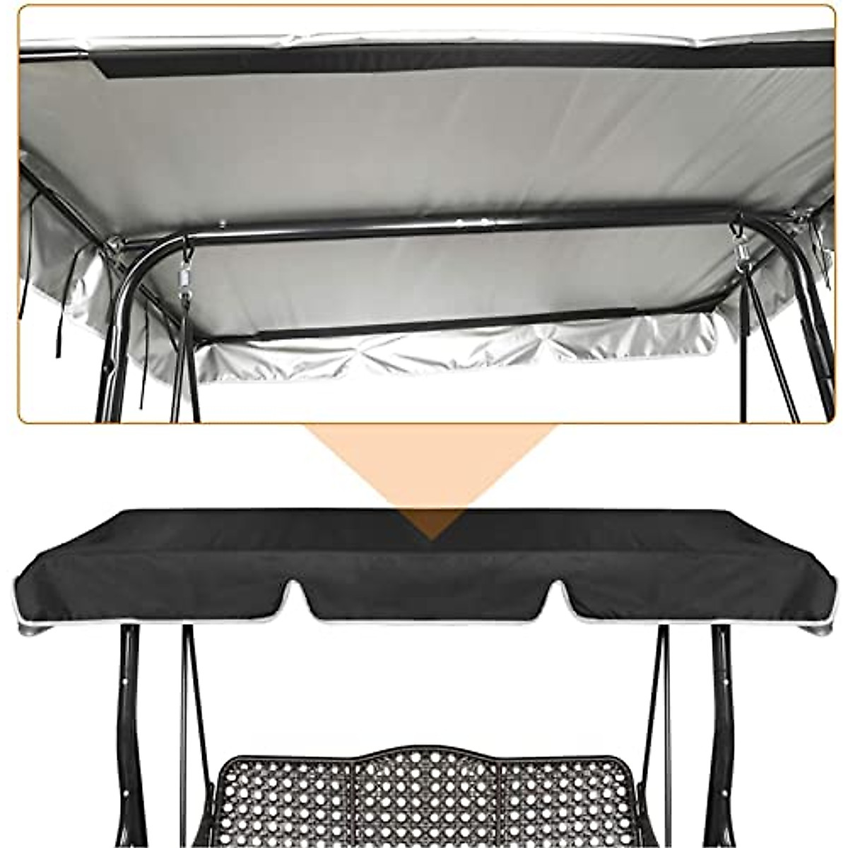 BTURYT Swing Canopy Replacement 3 Seater, Patio Swing with Canopy & Replacement Swing Seat,Waterproof Top Cover Set Swing Chair Awning Glider Swing Cover Porch Swing Cover
